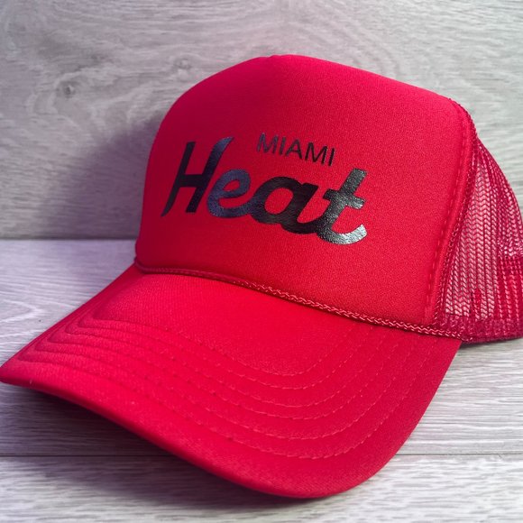 OTTO | Accessories | New Vintage Miami Heat Red Script Mesh Trucker Hat ...